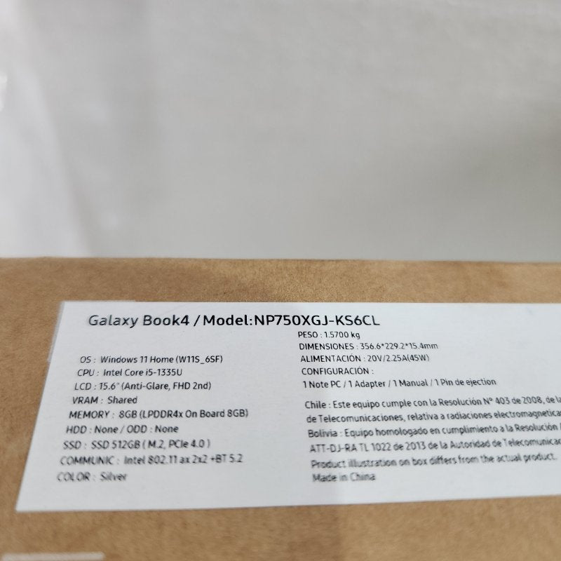 Notebook Galaxy Book4 Samsung NP750XGJ-KS6CL Intel Core i5-1335U 8GB R